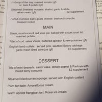 Menu - The Blue Strawberry Bistrot - Bistro in Hatfield Peverel
