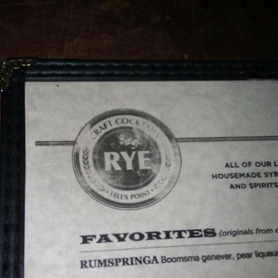 Rye Craft Cocktails - Fells Point - 1639 Thames St