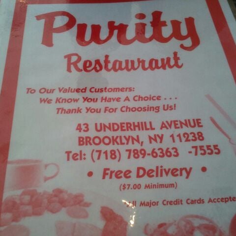 Purity Restaurant - 43 Underhill Ave - Brooklyn