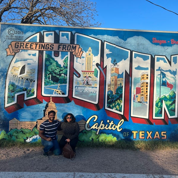 Photos at Greetings from Austin (1997) mural by Bill Brakkage, Rory Skagen, and Todd Sanders ...