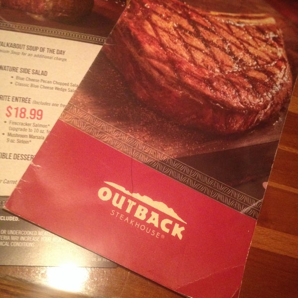 Outback Steakhouse Menu Cover