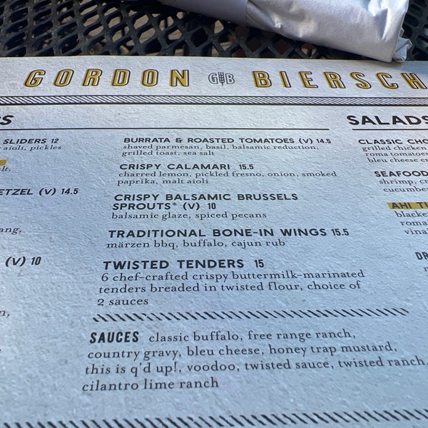 Gordon Biersch Menu
