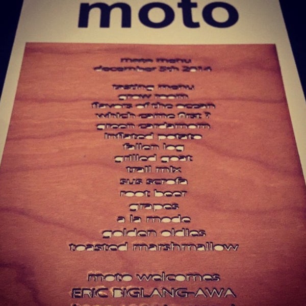 Moto Restaurant Menu