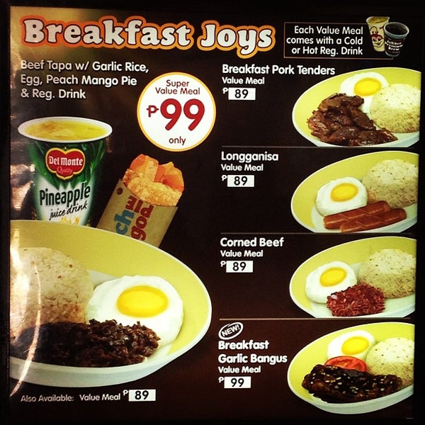 Jollibee Breakfast Menu