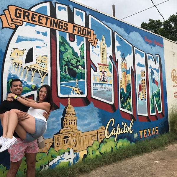 Photos at Greetings from Austin (1997) mural by Bill Brakkage, Rory Skagen, and Todd Sanders ...