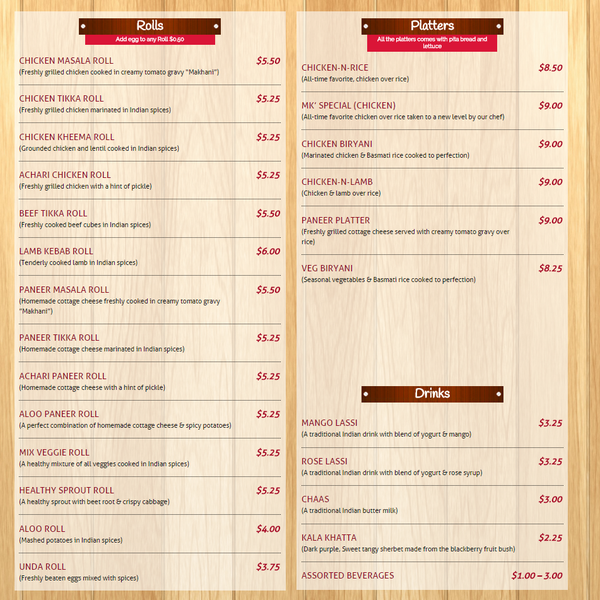 Masala Kitchen : Kati Rolls & Platters - Indian Restaurant in Philadelphia