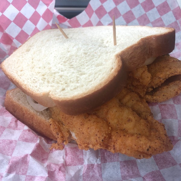Fried Fish Sandwich On White Bread