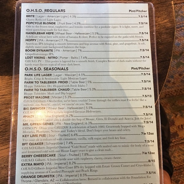 O.H.S.O. Eatery + nanoBrewery - Camelback East - 144 tips from 5635 ...