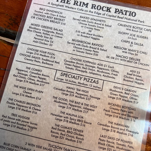 The Rim Rock Patio - Pizzeria