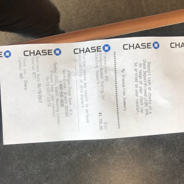Chase Bank Deposit Slip