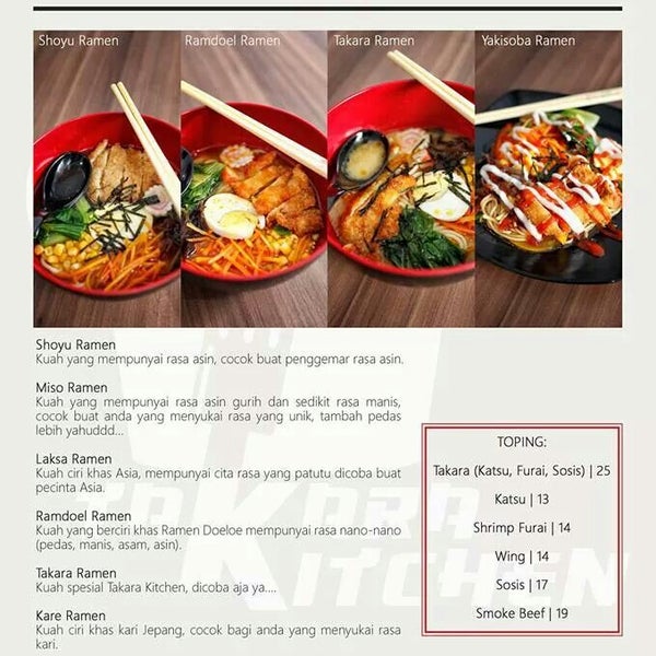 Menu Takara Kitchen Tasikmalaya | Besto Blog