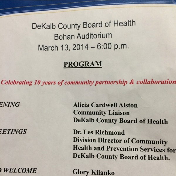 Georgia Department of Community Health, Division of Public Health ...