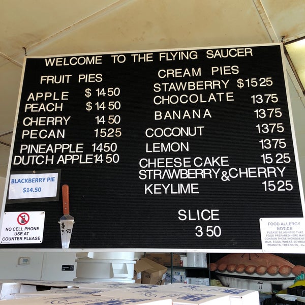 Flying Saucer Menu