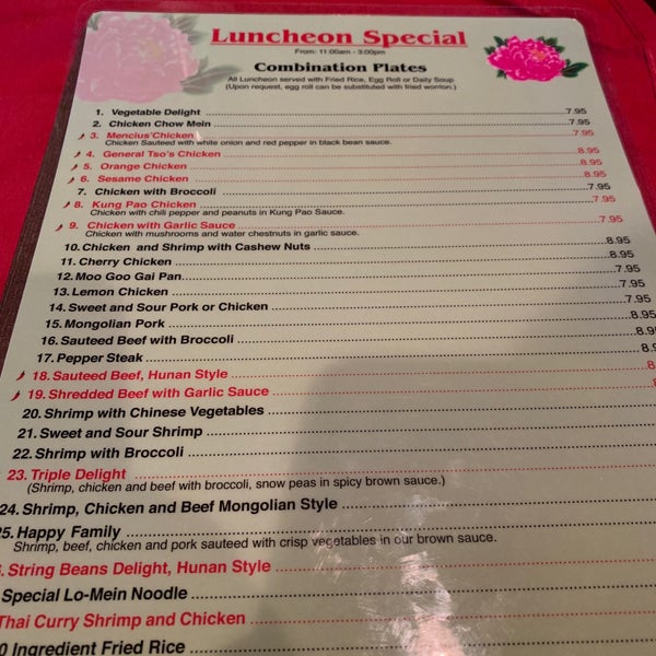 Hunan Garden Restaurant Kingwood Menu