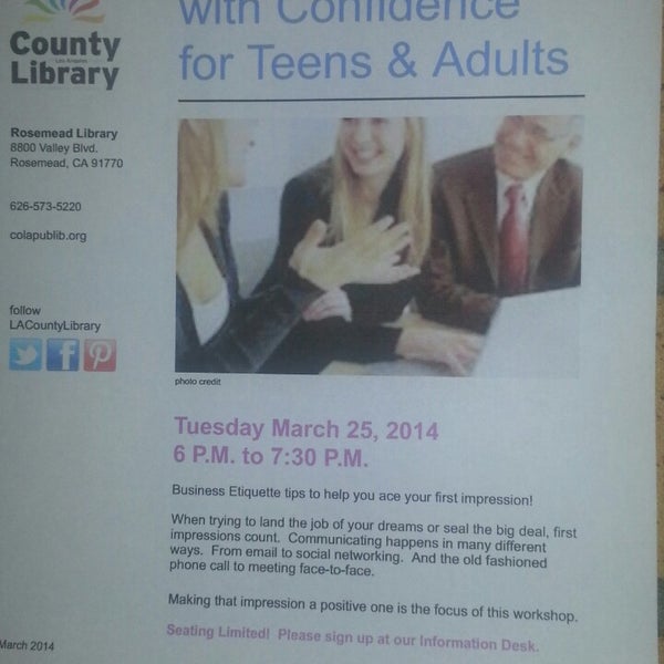 County of Los Angeles Public Library - Rosemead - 1 tip from 179 visitors