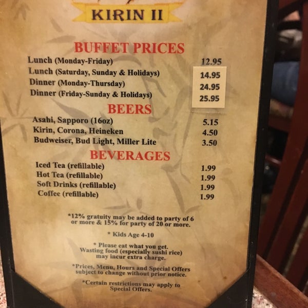 Kirin Japanese Seafood & Sushi Buffet - 7615 Cypress Creek Pkwy