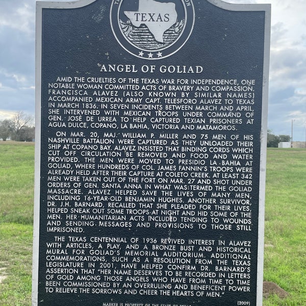 Angel of Goliad: Francita Alavez Statue - Outdoor Sculpture in Goliad
