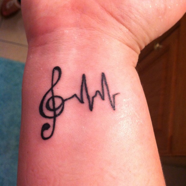 Heart Pulse Tattoo On Wrist
