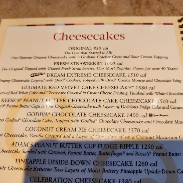 Cheesecake Factory Dessert Menu