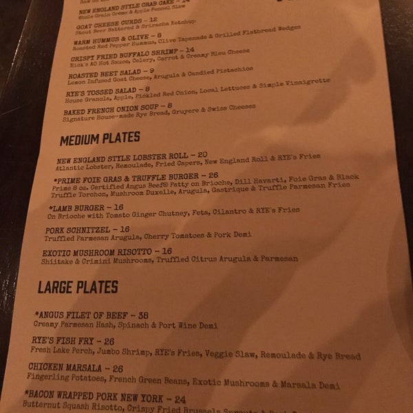 Rye - American Restaurant in Appleton