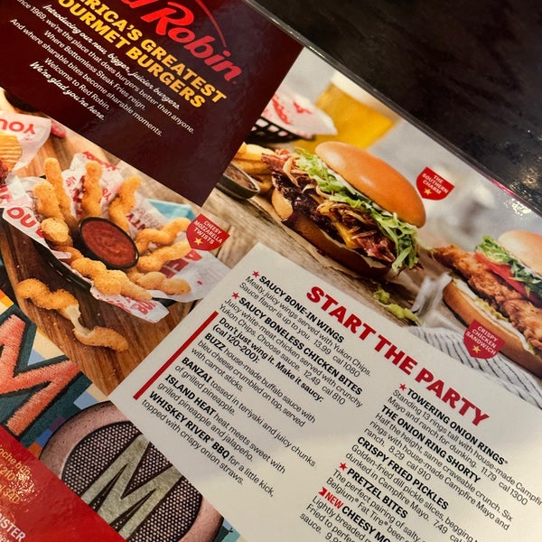 Red Robin Burgers Menu