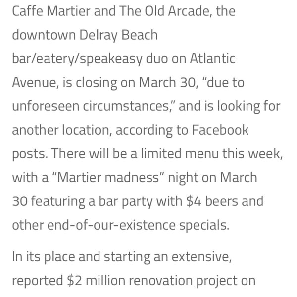 Caffe Martier (Now Closed) - downtown delray beach - 411 E Atlantic Ave
