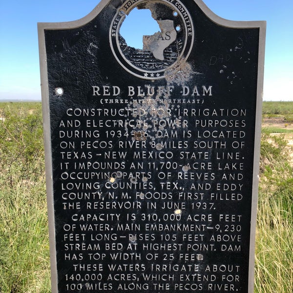 Texas Historical Marker Number 4216 - Red Bluff Dam - 9 visitors