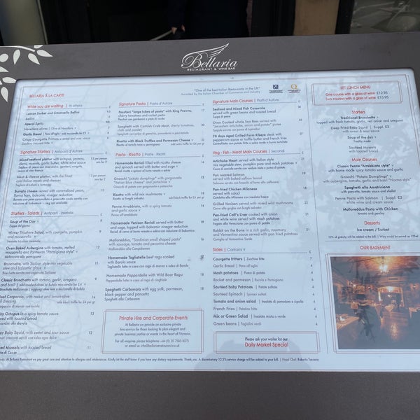 Bellaria Restaurant & Wine Bar - Italian Restaurant in West End