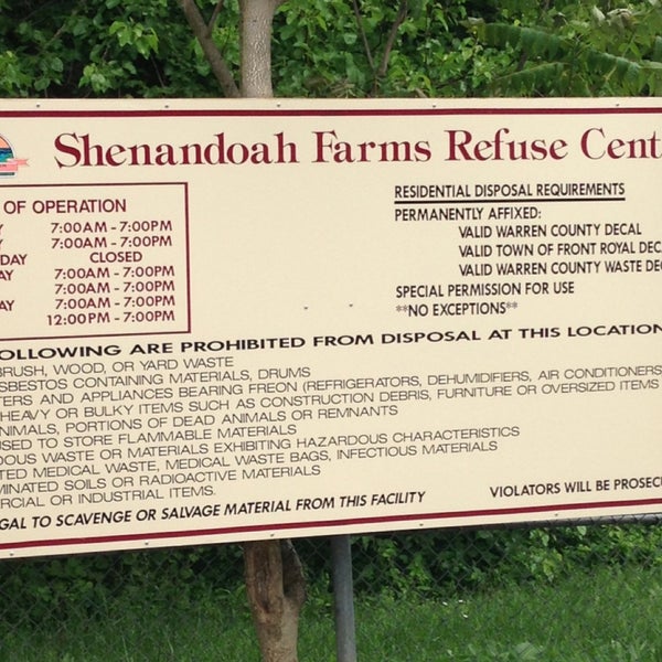 Warren County Waste Disposal Center Shenandoah Farms - 47 Blue Mountain ...