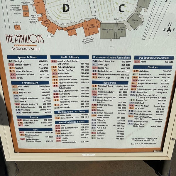The Pavilions At Talking Stick Shopping Center Directory