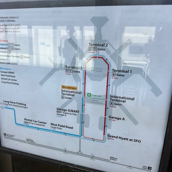 SFO AirTrain Station - International Terminal G - Airport Tram Station