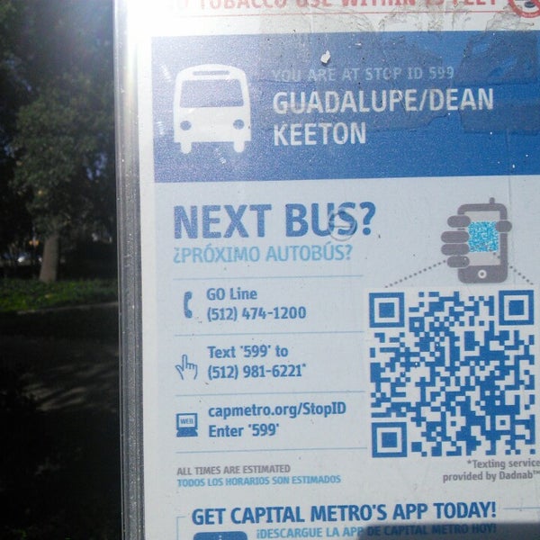 Bus Stop 599 - Guadalupe & Dean Keeton - University of Texas-Austin - 2 ...