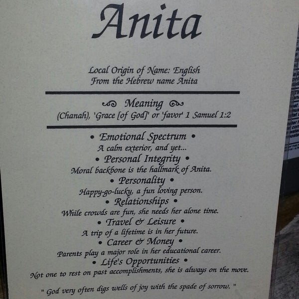 Meaning Of Name Anita