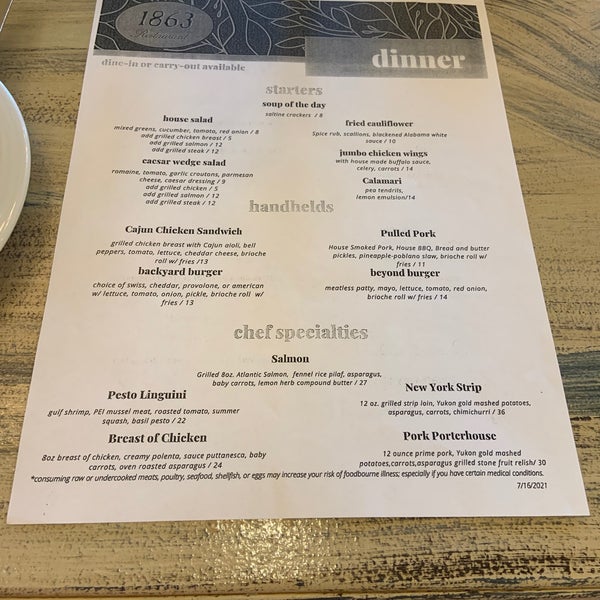 1863 Restaurant - 7 tips from 171 visitors