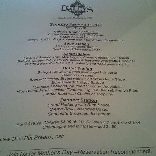 Bailey's Bistro - Seafood Restaurant in Lafayette