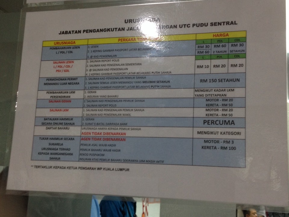 Jabatan Pengangkutan Jalan (JPJ) - UTC Pudu Sentral - Kuala Lumpur